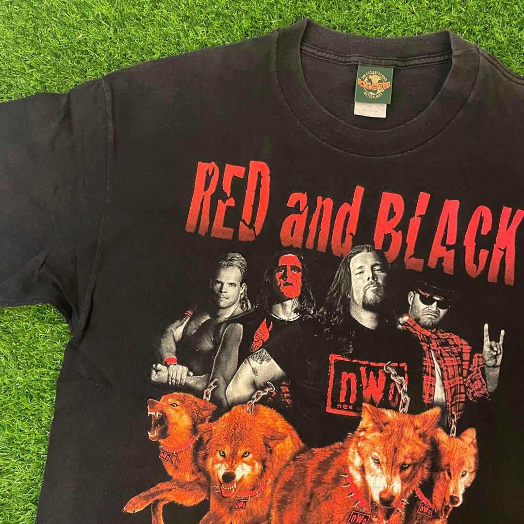 Vintage 1998 NWO Red and Black Unchained Wolf Pack Shirt, Men's Fashion ...