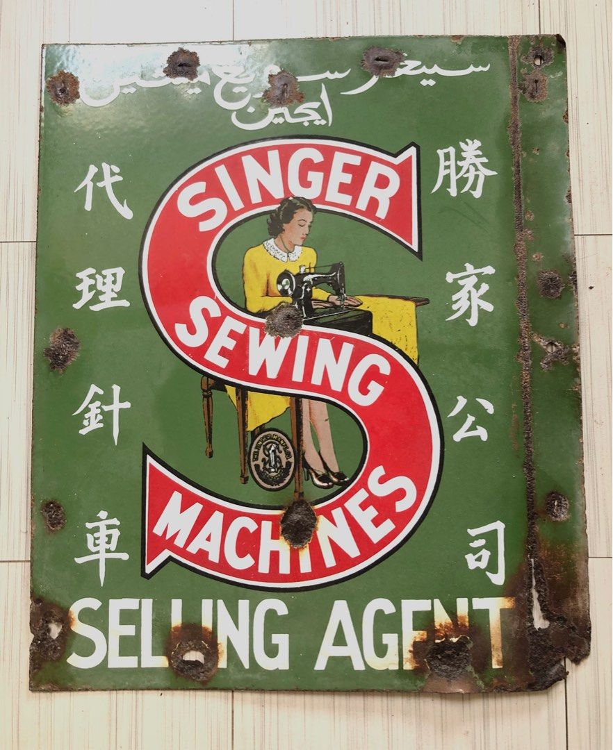 Vintage Singer Enamel Sign 50x60cm, Hobbies & Toys, Memorabilia ...