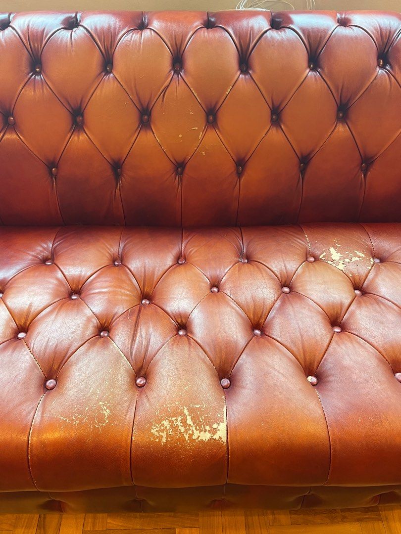 Vintage Sunburst Chesterfield 3 Seater Sofa, Furniture & Home Living ...