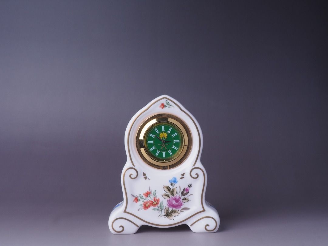Wako Flower Pottery Porcelain Table Clock, Furniture & Home Living ...