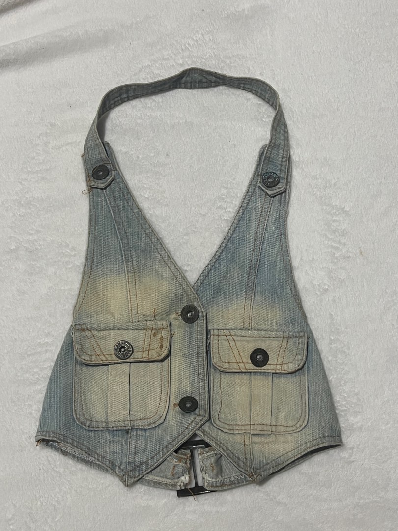 Y2K Denim Halter Vest Sexy Top, Women's Fashion, Tops, Sleeveless on ...