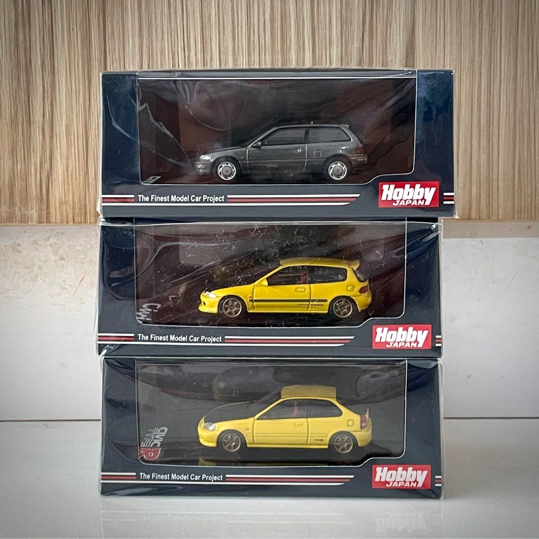 1/64 Hobby Japan Honda Civic Type R EK9, EG6, SiR II EF9. grey metallic ...
