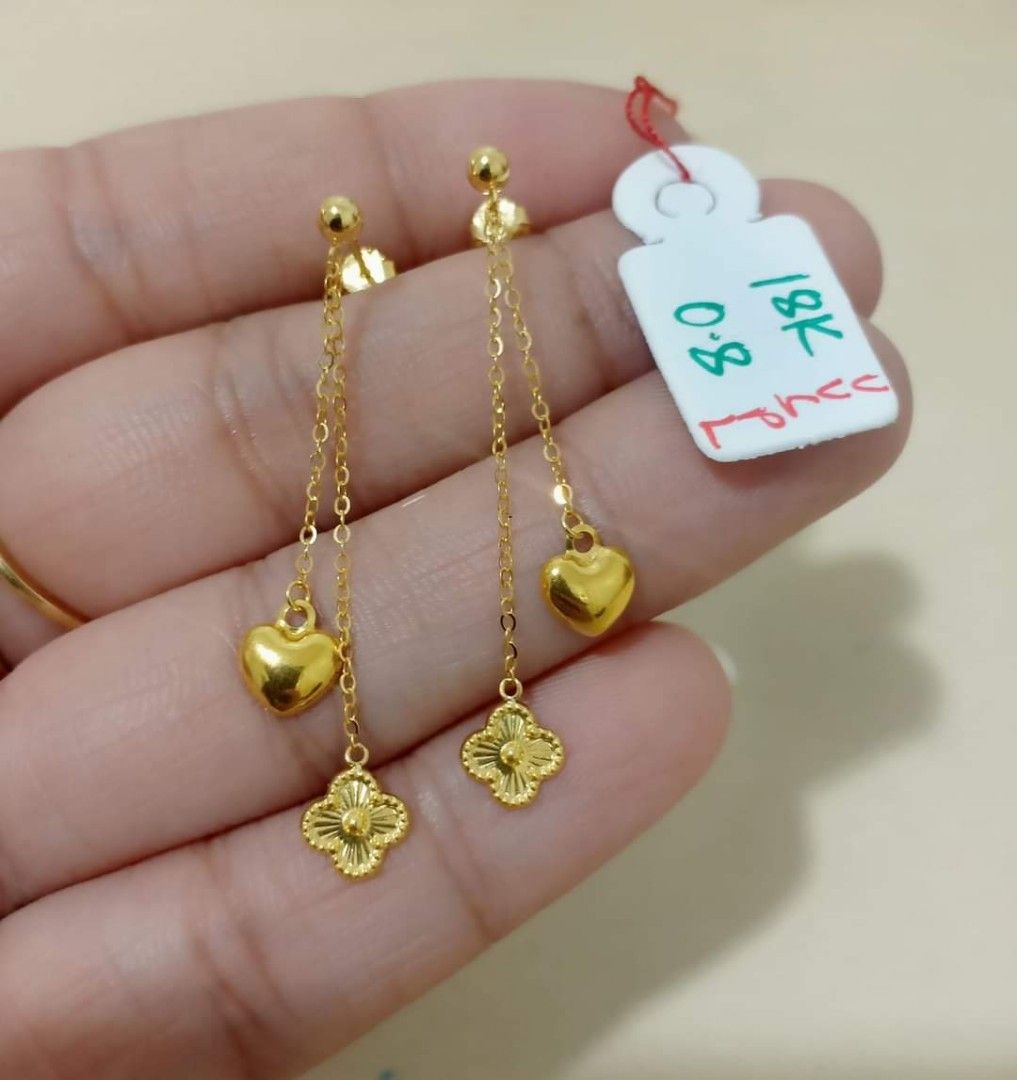 18K Saudi Gold VCA Dangling Earrings Stud on Carousell