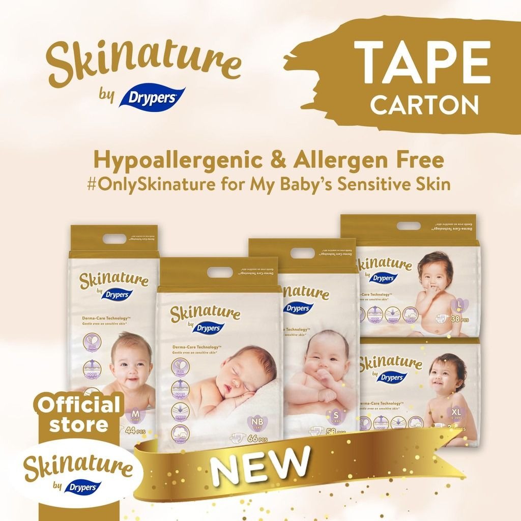[4 Packs] Drypers Skinature Baby Diapers Taped Diaper Babies Essentials ...