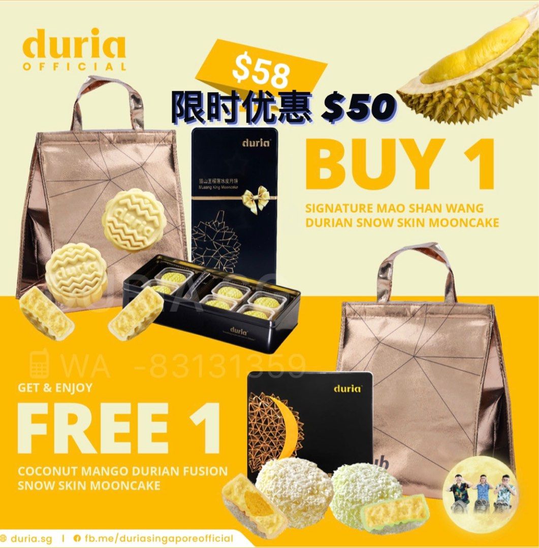 $50 B1F1 Duria Signature Snowy Mooncake ( while stocks last ), Food ...