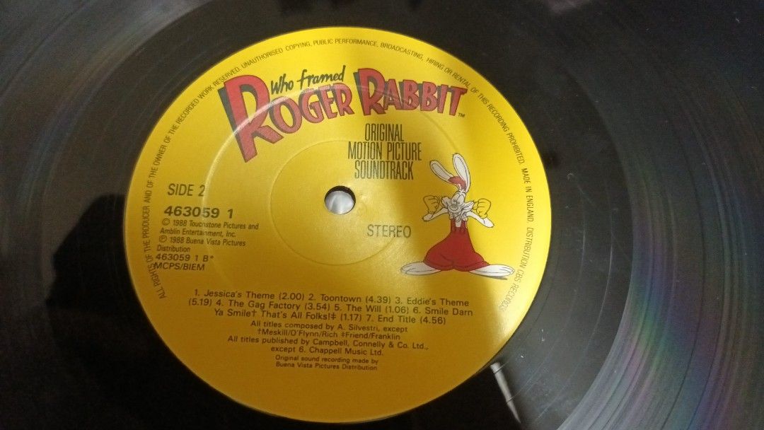 英版 Who Framed Roger Rabbit Original Motion Picture Soundtrack 舊版 黑膠 LP ...