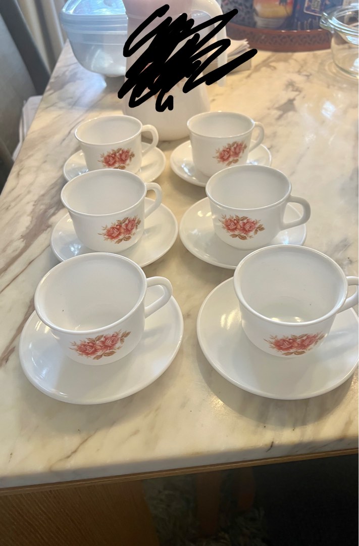 Tea cup set Arcopal made in France , Furniture & Home Living ...