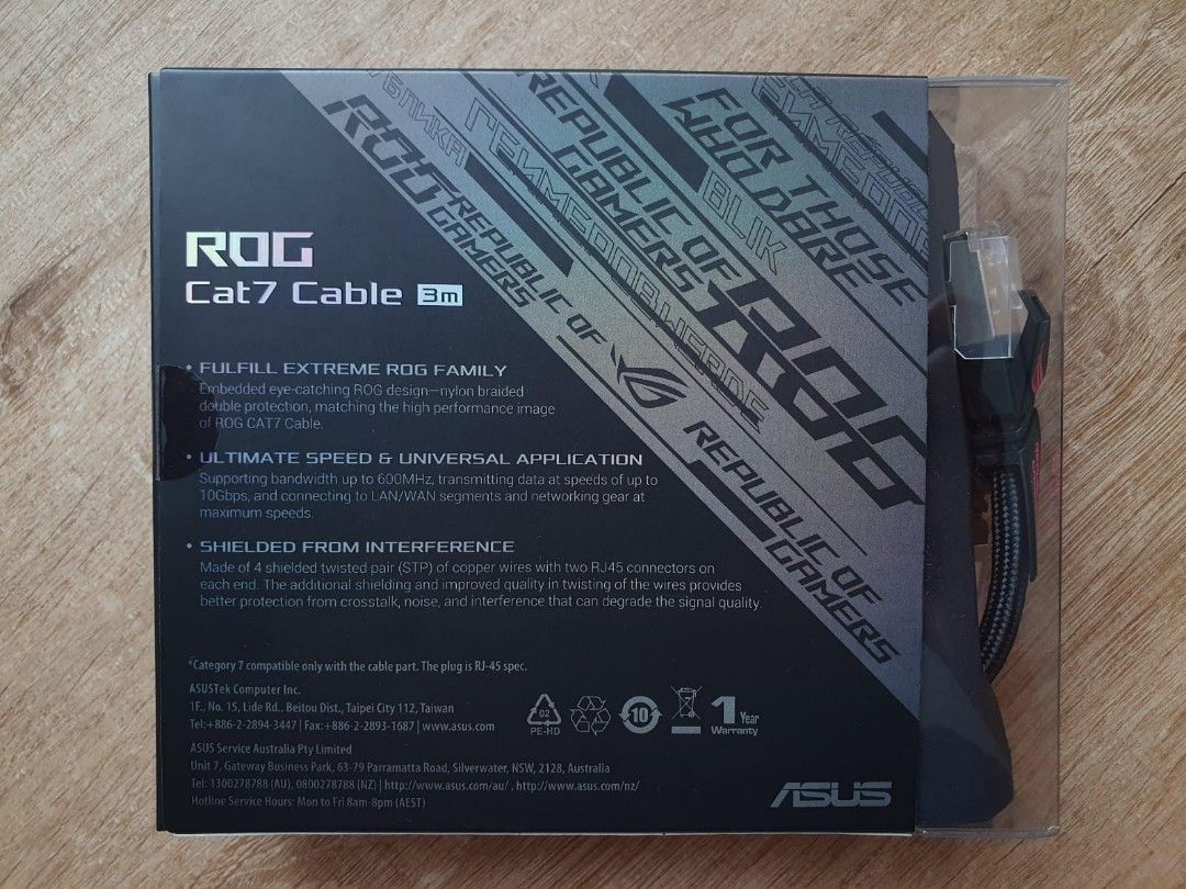 Asus ROG Cat 7 Ethernet Cable (3m), Computers & Tech, Parts ...