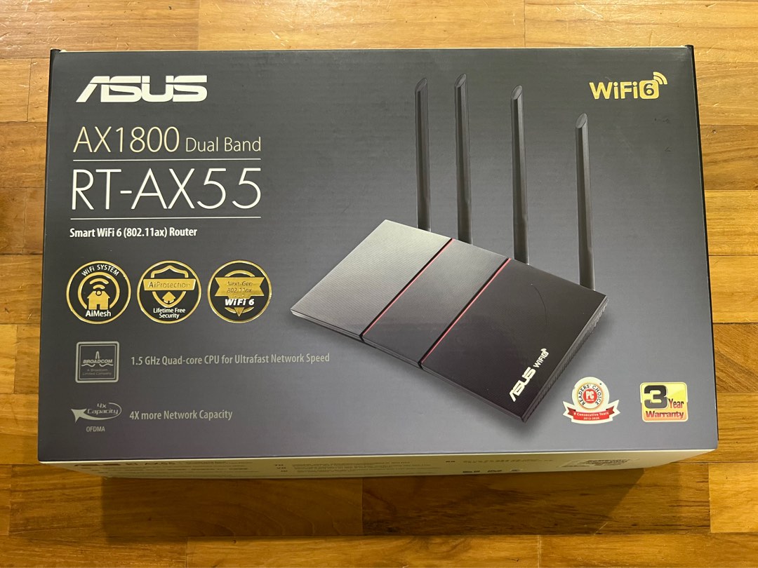AX1800 Dual Band Asus RT-AX55 (WiFi 6), Computers & Tech, Parts ...