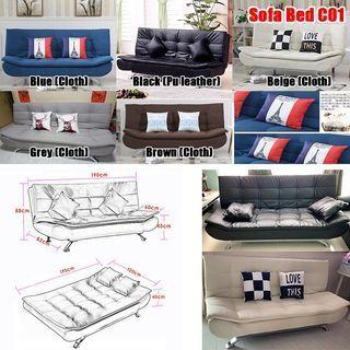 Cloth, PVC leather Sofa Bed small size unit folding sofa, Furniture ...