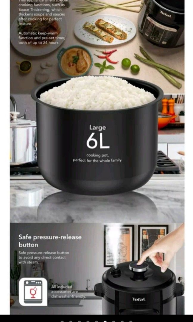 Tefal Home Chef Smart 6L Multi-Purpose Electric Pressure Cooker, TV ...