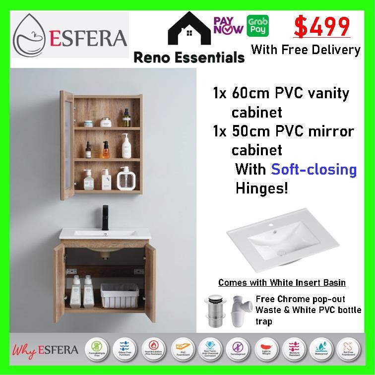 Esfera PVC vanity cabinet mirror cabinet insert basin, Furniture & Home ...