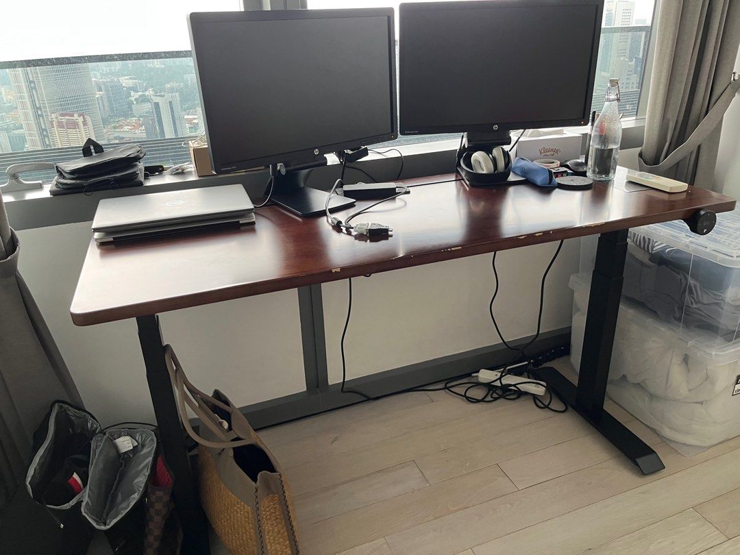 EverDesk Max Standing Desk - Walnut, Furniture & Home Living, Furniture ...