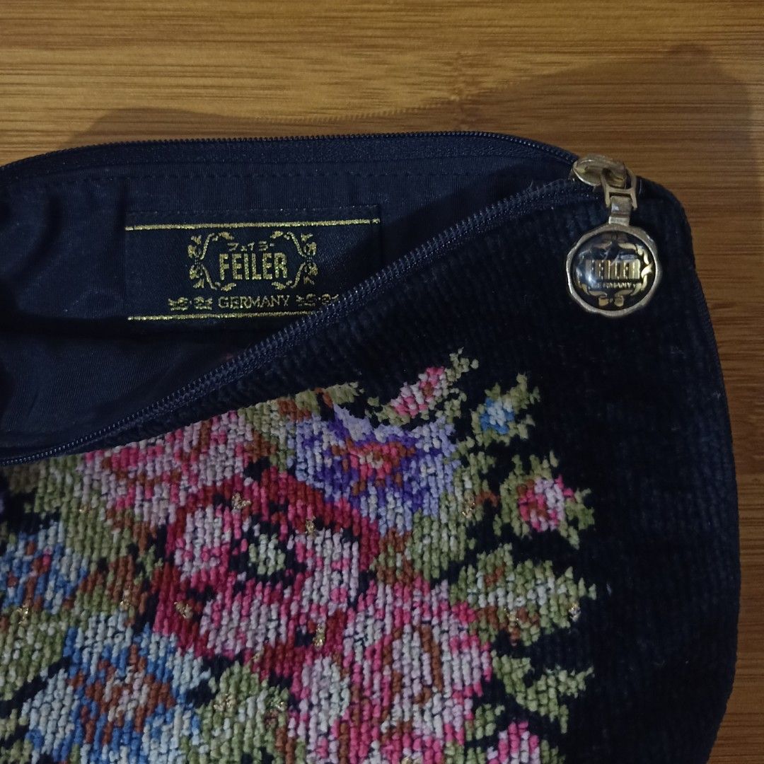 Feiler Germany Black Chenille Pouch on Carousell