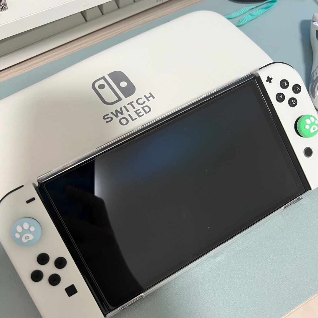 full set nintendo switch OLED in white, Video Gaming, Video Game ...