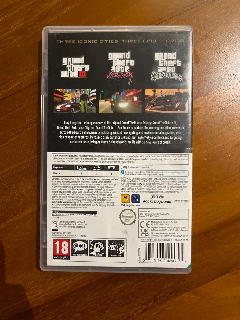 Grand Theft Auto GTA The Trilogy The Definitive Edition Nintendo Switch ...