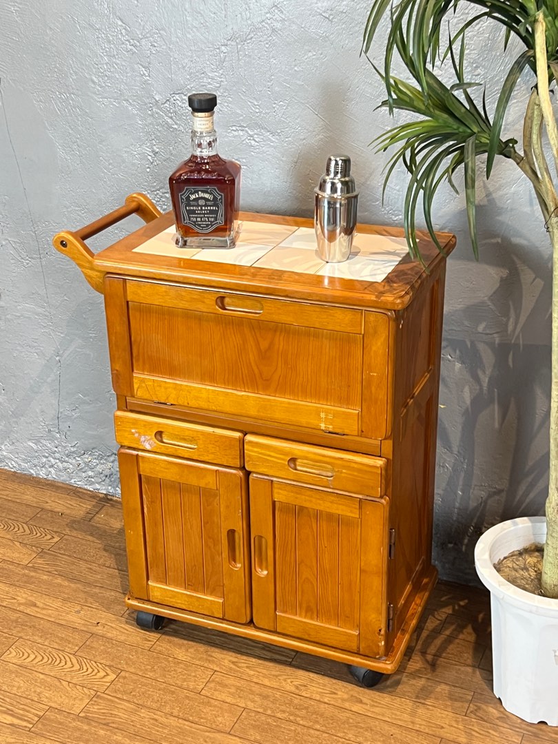 Hardwood flap type kitchen storage wagon L 22 inches W 12 H 28 ...