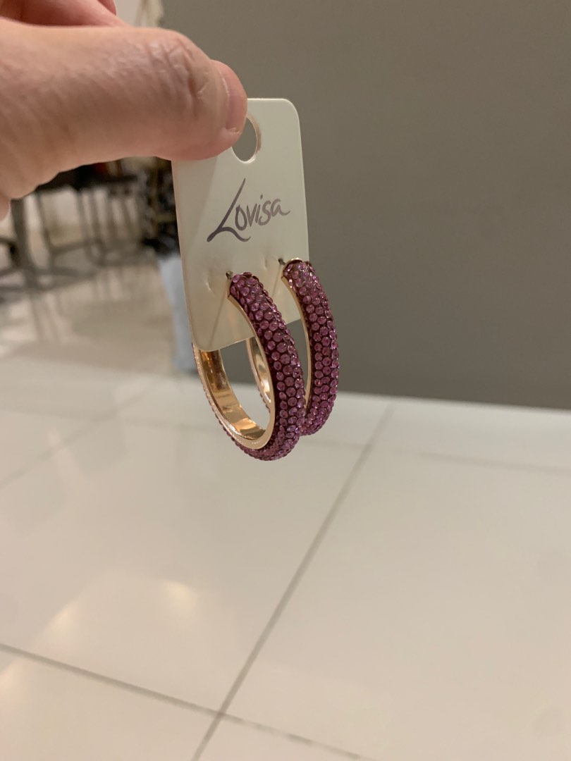 Hoop earrings in purple crystals, Women's Fashion, Jewelry & Organisers ...