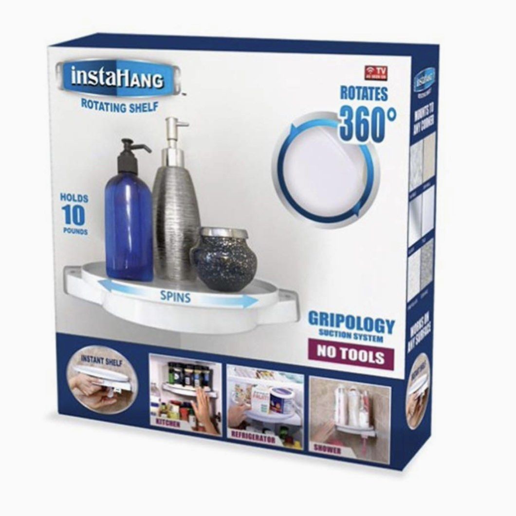 INSTAHANG Rotating Shelf, Storage Organizer Wall-Mounted Shelf for ...