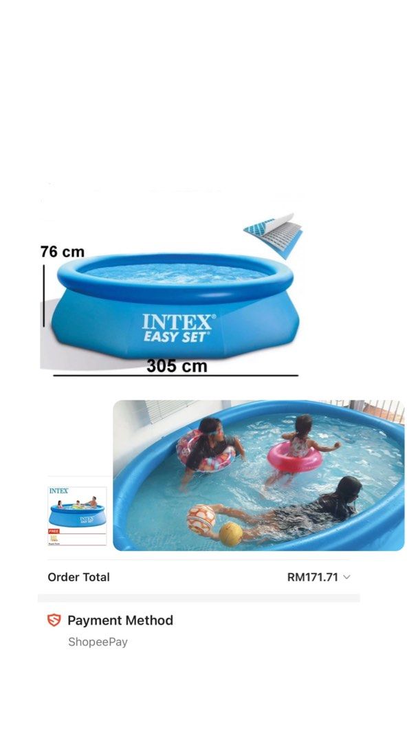 INTEX Inflatable Swimming Pool Safe PVC Bath Basin KOLAM KANAK, Babies ...