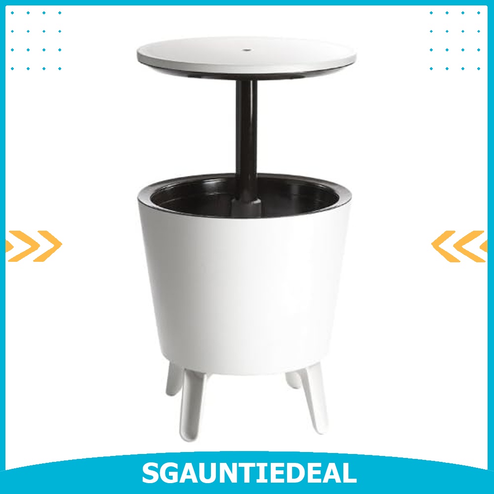 Keter Cool Bar/Cocktail/Coffee 3-in-1 Patio Table, White with Black ...