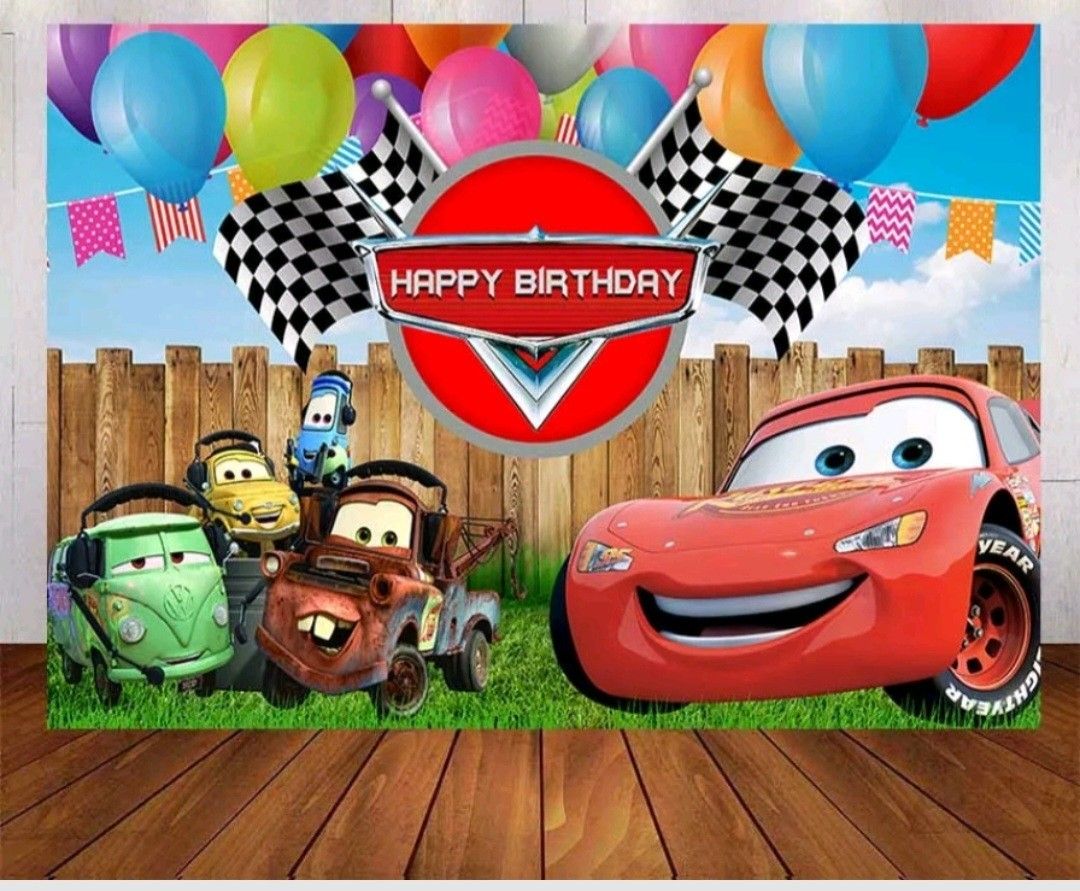 Lightning mcqueen backdrop, Hobbies & Toys, Stationery & Craft ...
