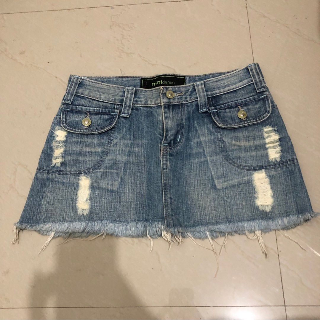 mintdenim - perfect y2k retro vintage style denim maong tattered mini ...