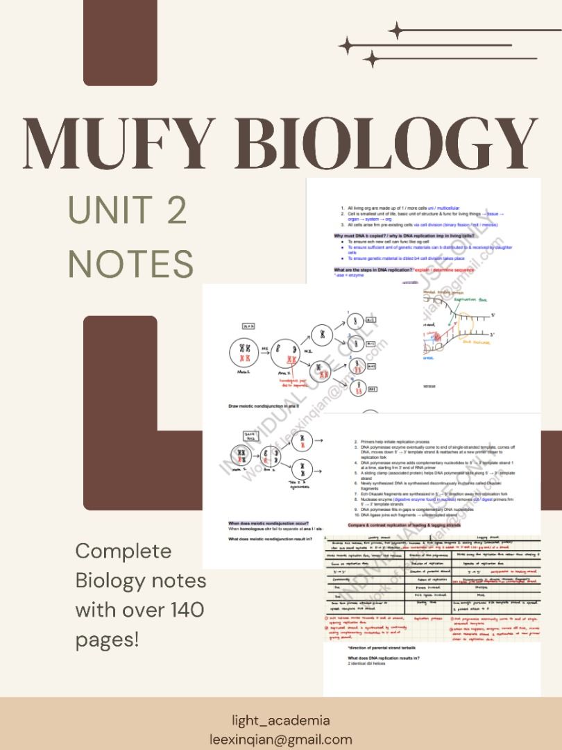 MUFY Biology Notes Unit 2 - Monash University Foundation Year, Hobbies ...