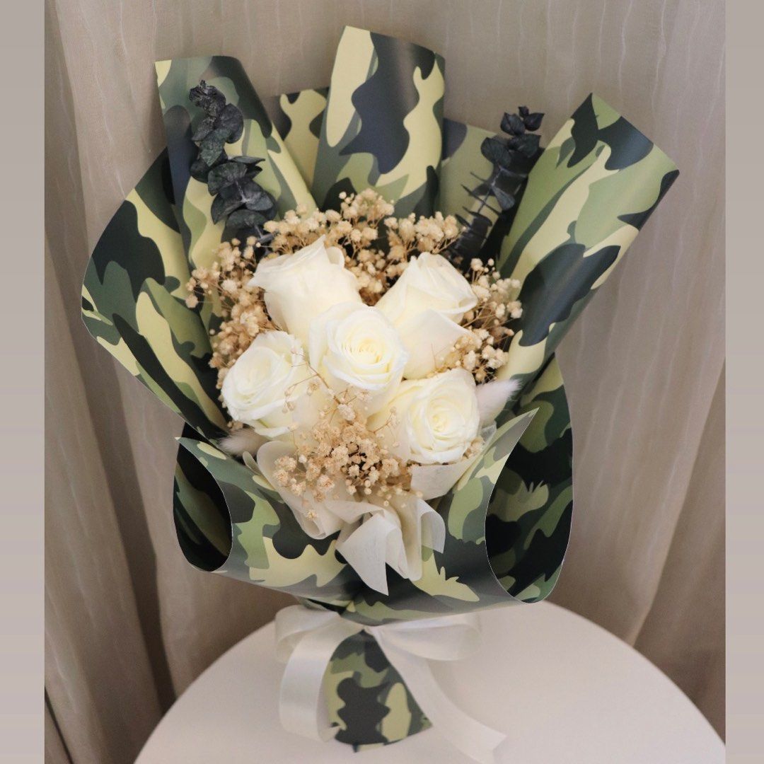 NATIONAL SERVICE (NS) ARMY GRADUATION ROSE FLOWER BOUQUET | ARMY GIFTS ...
