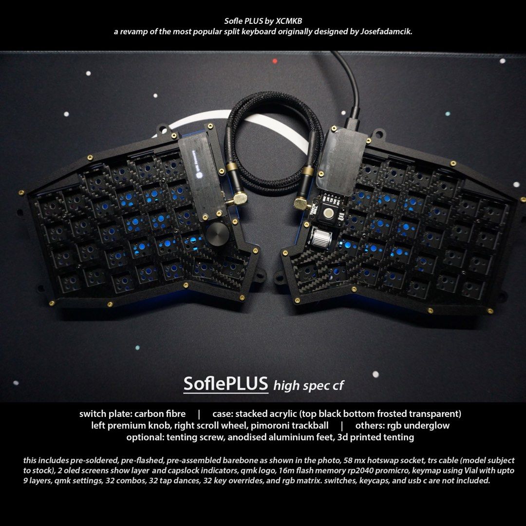 New Sofle PLUS by xcmkb split keyboard pimoroni trackball horizontal ...