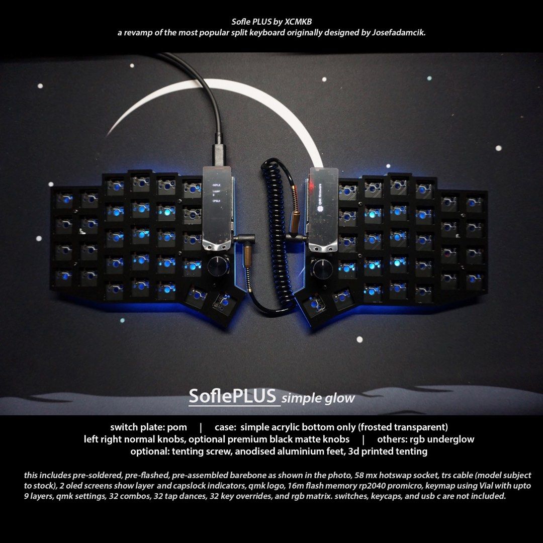 New Sofle PLUS by xcmkb split keyboard pimoroni trackball horizontal wheel knob, Computers ...