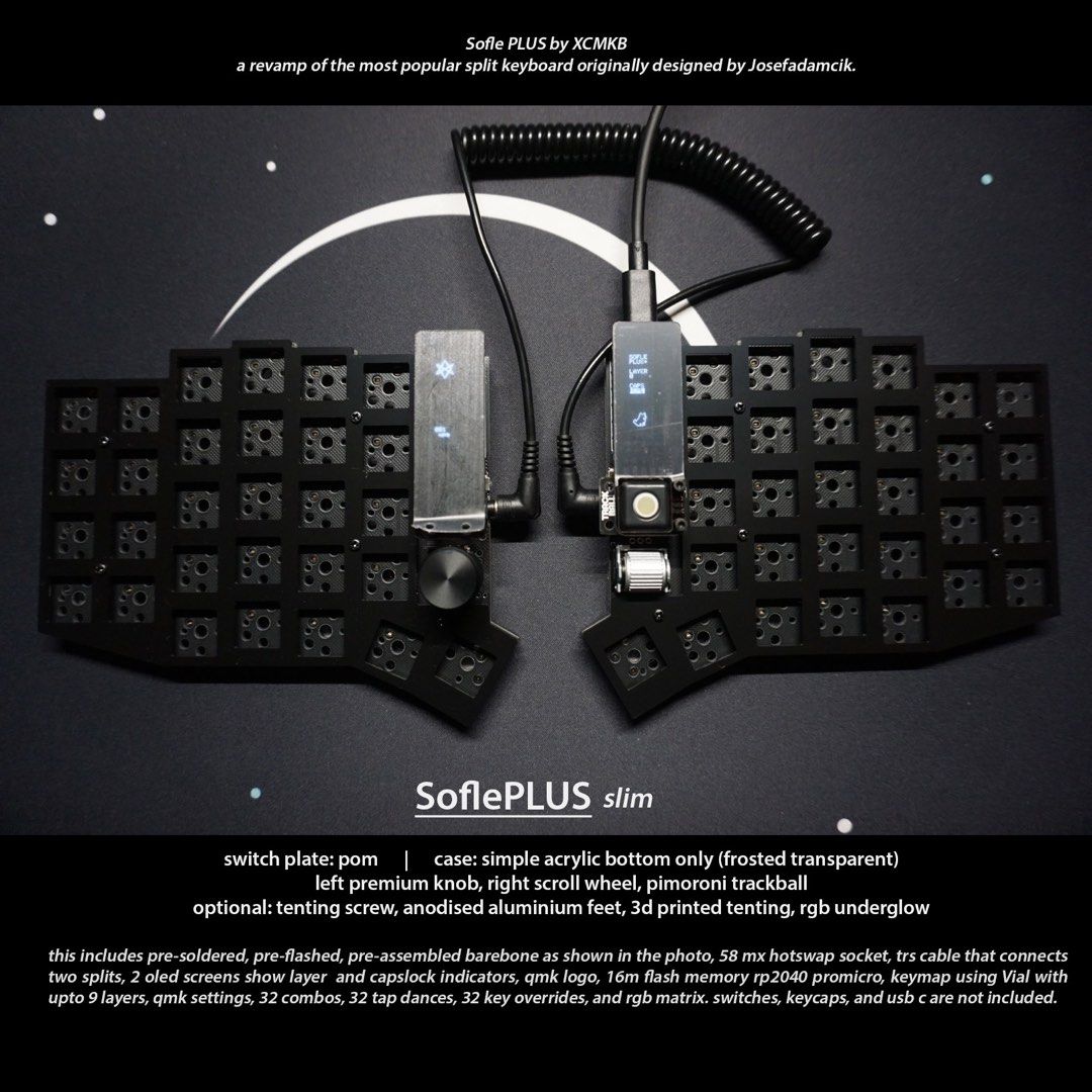New Sofle PLUS by xcmkb split keyboard pimoroni trackball horizontal wheel knob, Computers ...
