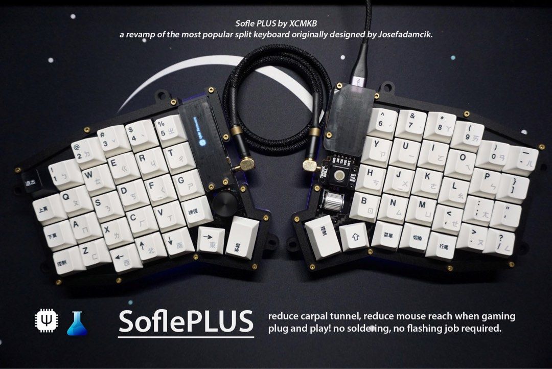 New Sofle PLUS by xcmkb split keyboard pimoroni trackball horizontal wheel knob, Computers ...