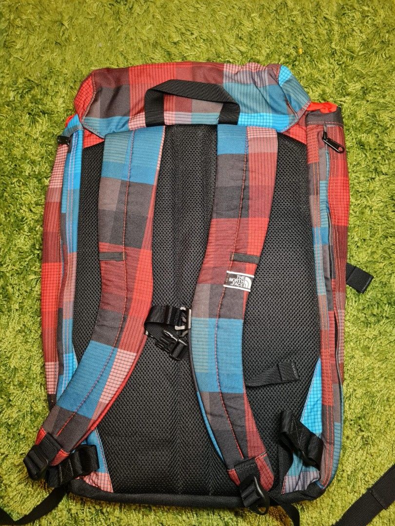 Northface Backpack Red and Blue Plaid, Men's Fashion, Bags, Backpacks ...