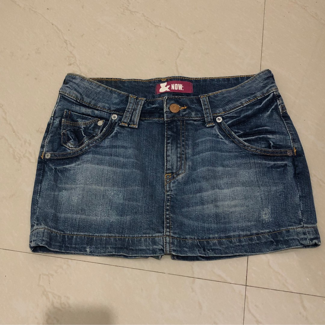 &now - perfect y2k retro vintage style denim maong mini skirt palda ...