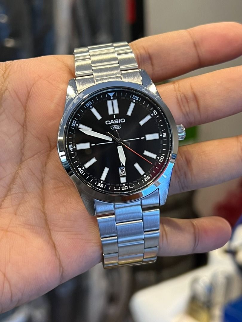 ORIGINAL CASIO Analog Black Dial Stainless Steel Men's Watch MTP-VD02D ...