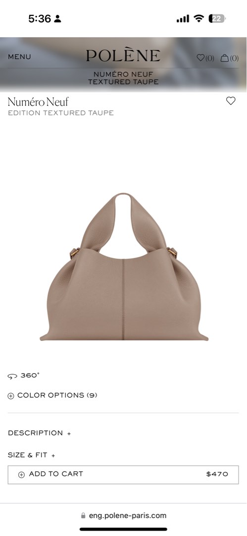 Polene number nine in Taupe, Luxury, Bags & Wallets on Carousell