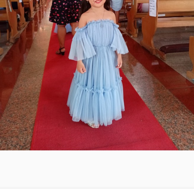 Powder blue tulle dress - 5- 6 years old on Carousell