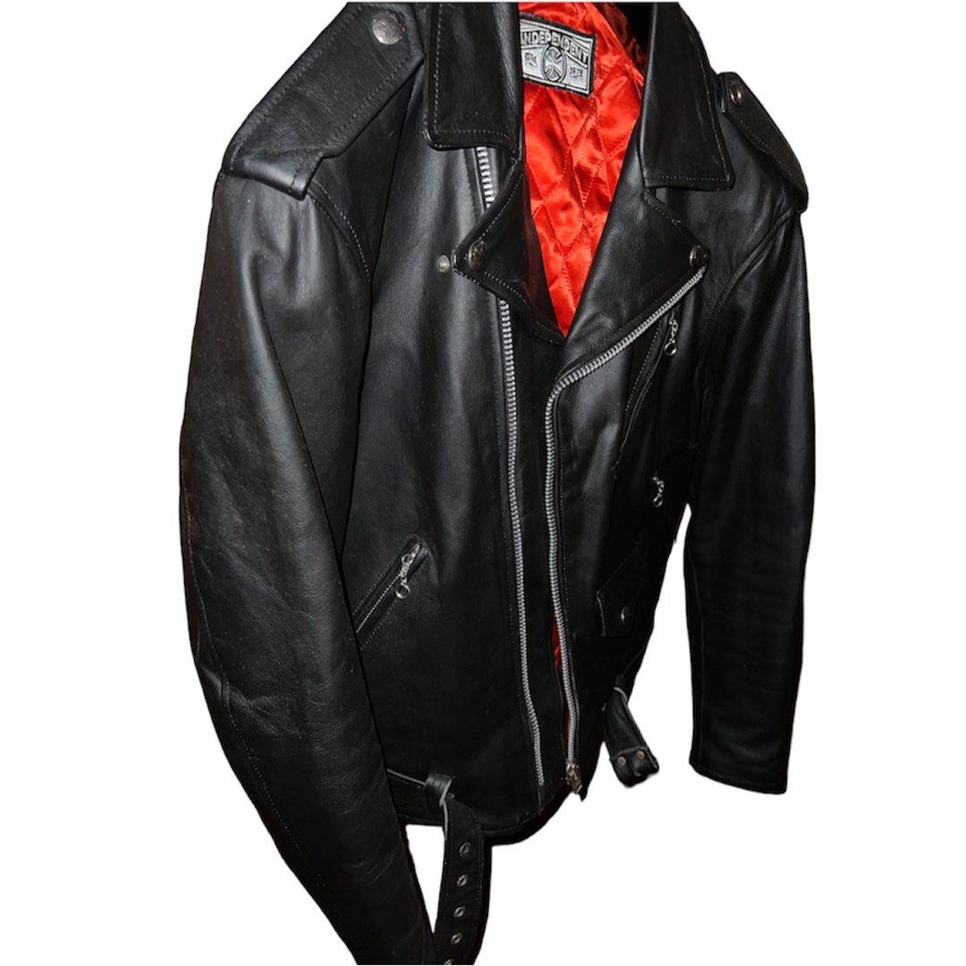 RARE 90s Vintage INDEPENDENT TRUCKS SKATEBOARD Leather Biker Jacket ...