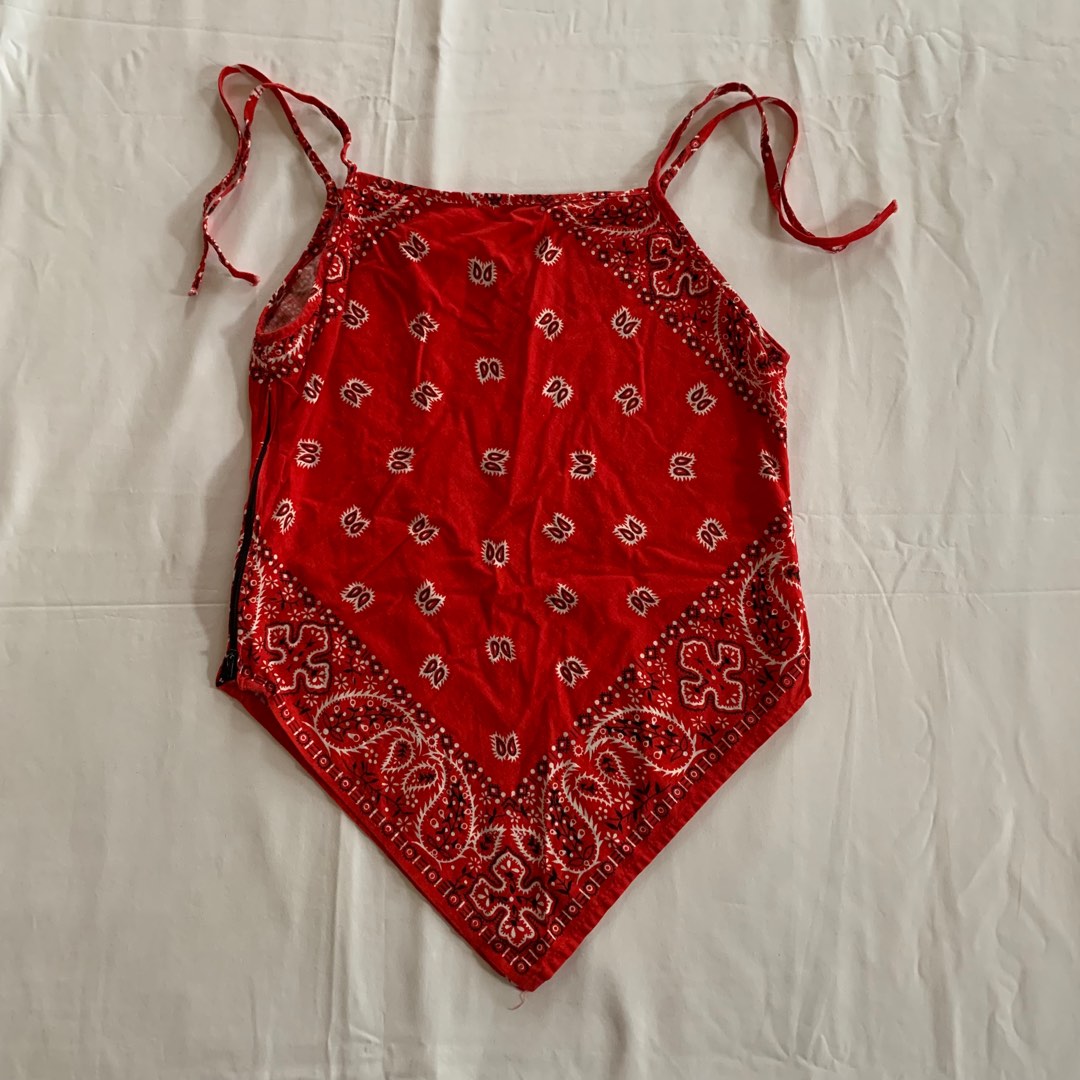 Red Bandana Strappy Crop Top/ Cami Top/ Tank Top/ Croptop/ Y2k ...