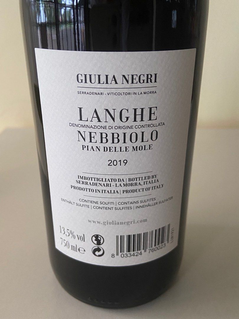 [Red Wine] Giulia Negri, Langhe Nebbiolo 2019 750ml, Food & Drinks ...