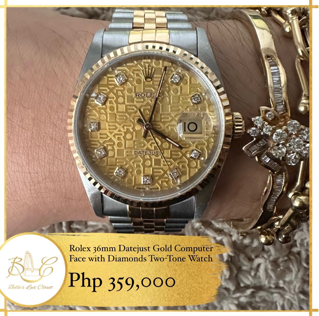 Rolex 36mm Datejust Gold Computer Face Two-Tone 16233 on Carousell