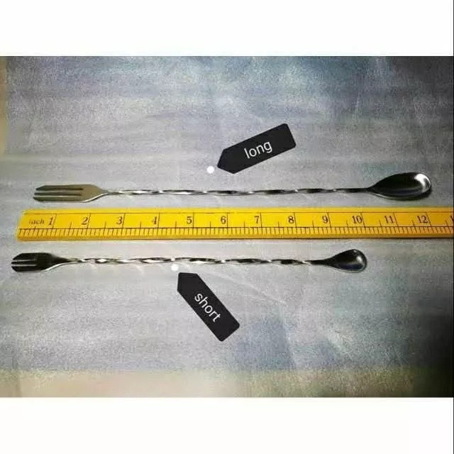 Bar Spoon Milk Tea Double Headed Stirrer Spoon and Fork Bar Fruit Juice ...