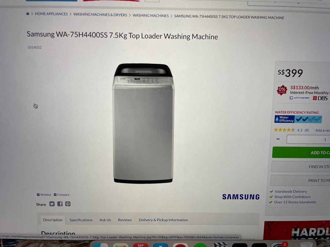 Samsung top loader 7.5kg, TV & Home Appliances, Washing Machines and ...