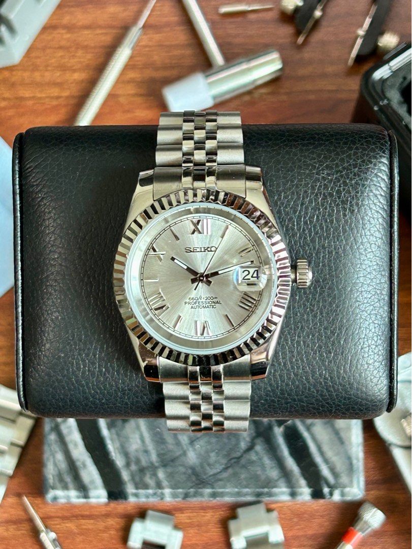 Seiko Datejust Mod White Dial in Roman Numerals 39mm, Men's Fashion ...