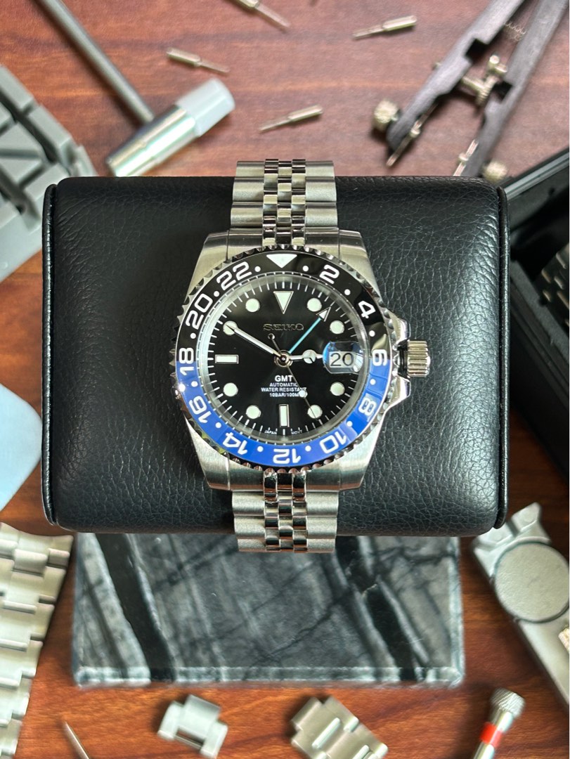 Seiko GMT mod rolex Batgirl 41mm casing, Men's Fashion, Watches ...