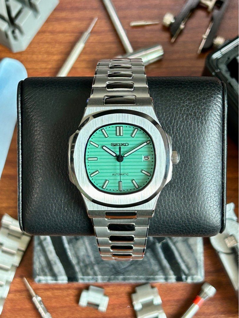 Seiko Mod PP Nautilus Tiffany Blue Dial Patek Philippe, Men's Fashion ...