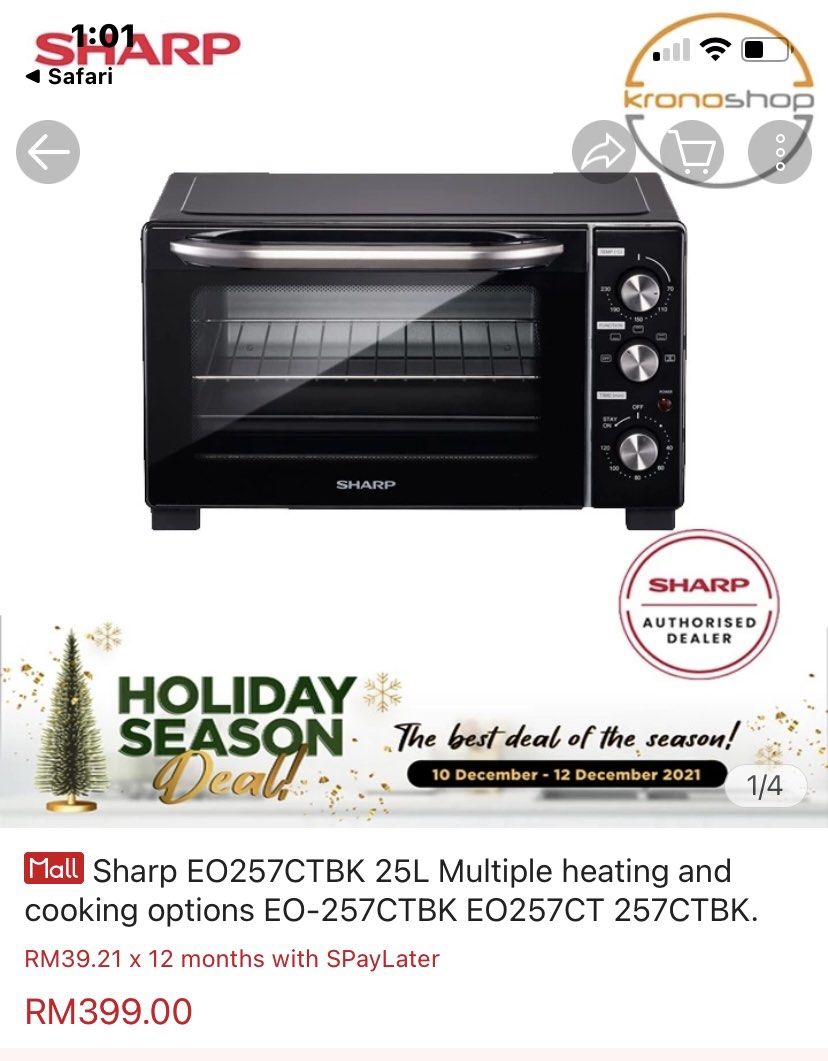 Sharp Electric Oven 25L, TV & Home Appliances, Kitchen Appliances ...