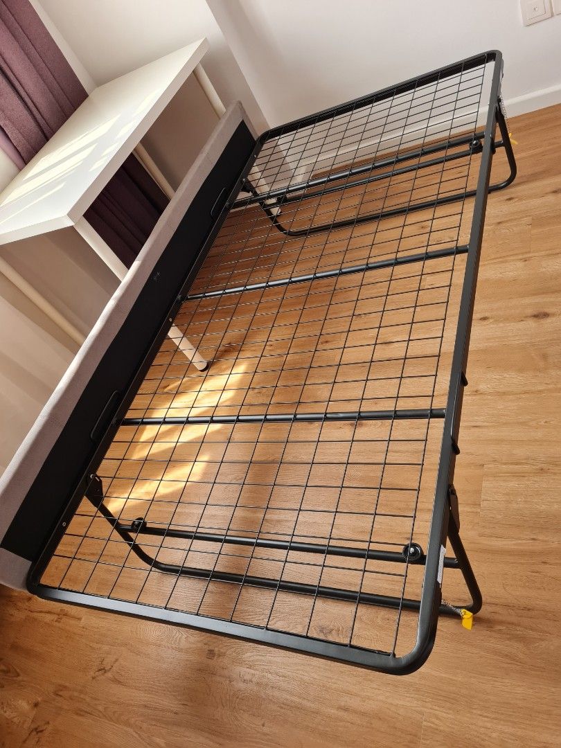 Super single + pull out single bed frame, Furniture & Home Living ...
