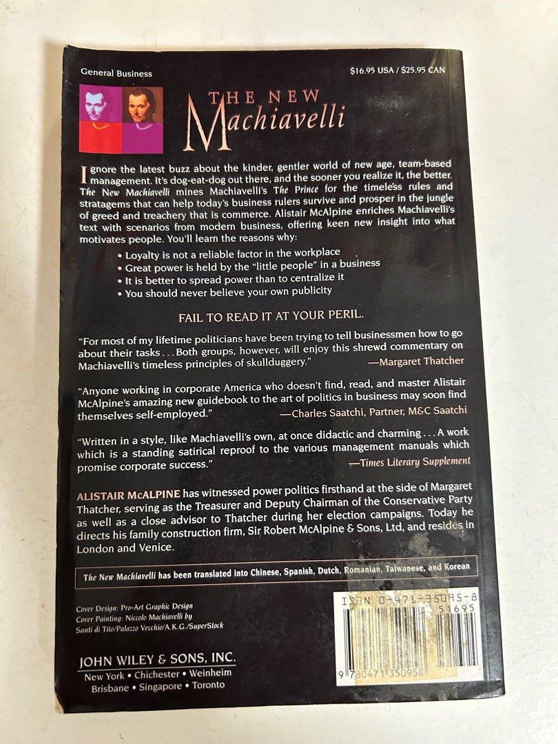 The new Machiavelli, Hobbies & Toys, Books & Magazines, Fiction & Non ...